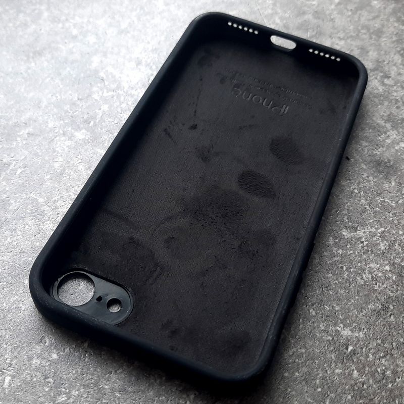 Айфон 7 / 8 / SE, Чехол Silicone Case с прямоугольными гранями, черный ...